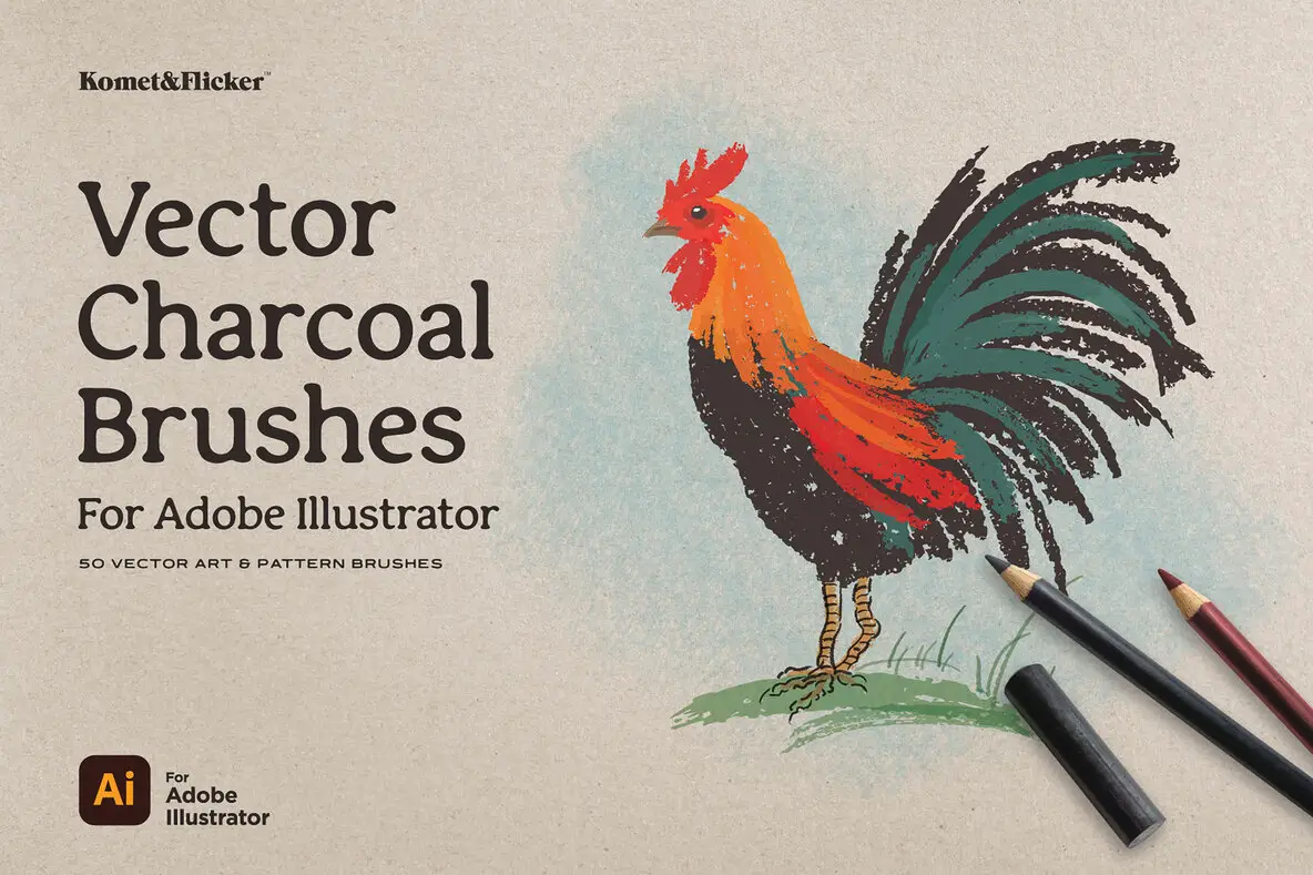 Vector Charcoal Brushes for Illustrator - YouWorkForThem