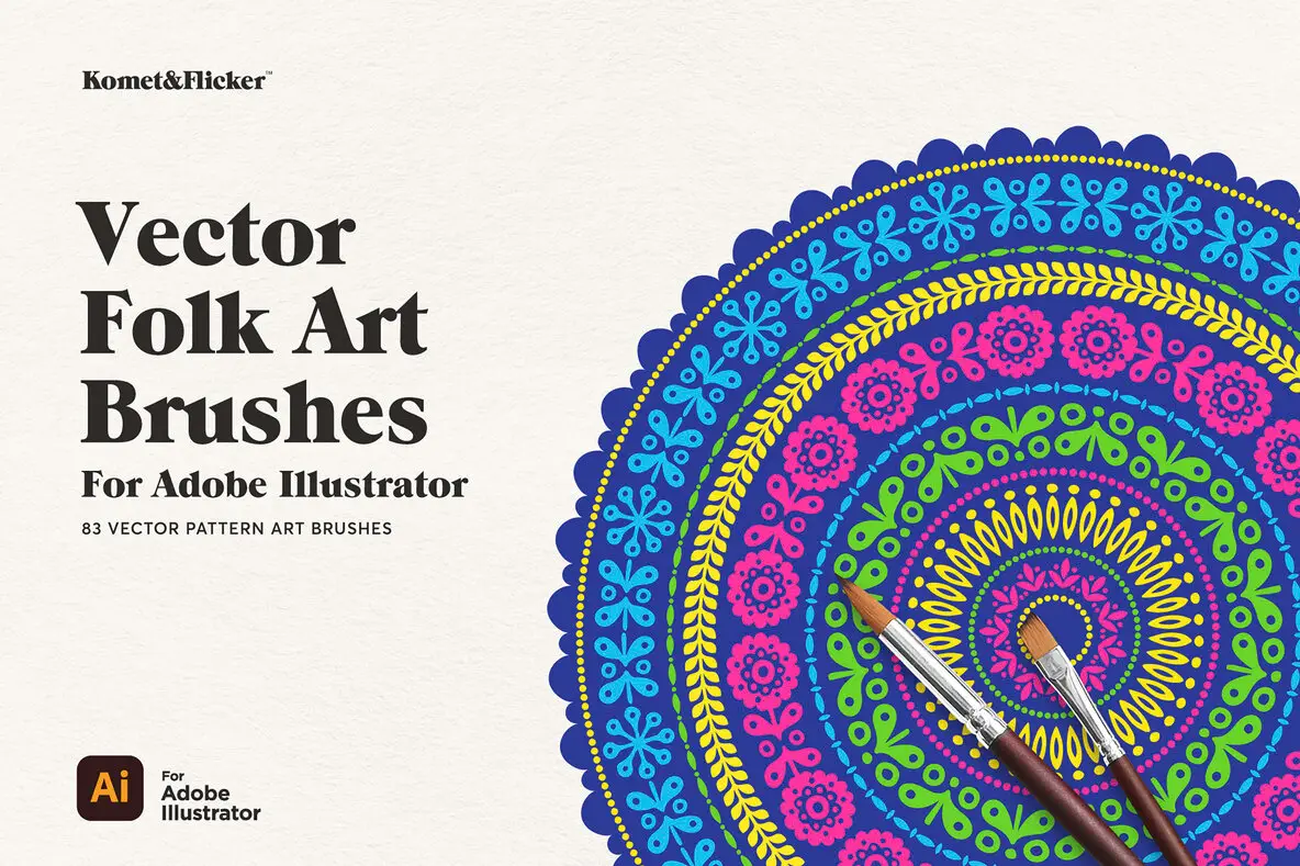Vector Folk Art Brushes for Illustrator - YouWorkForThem