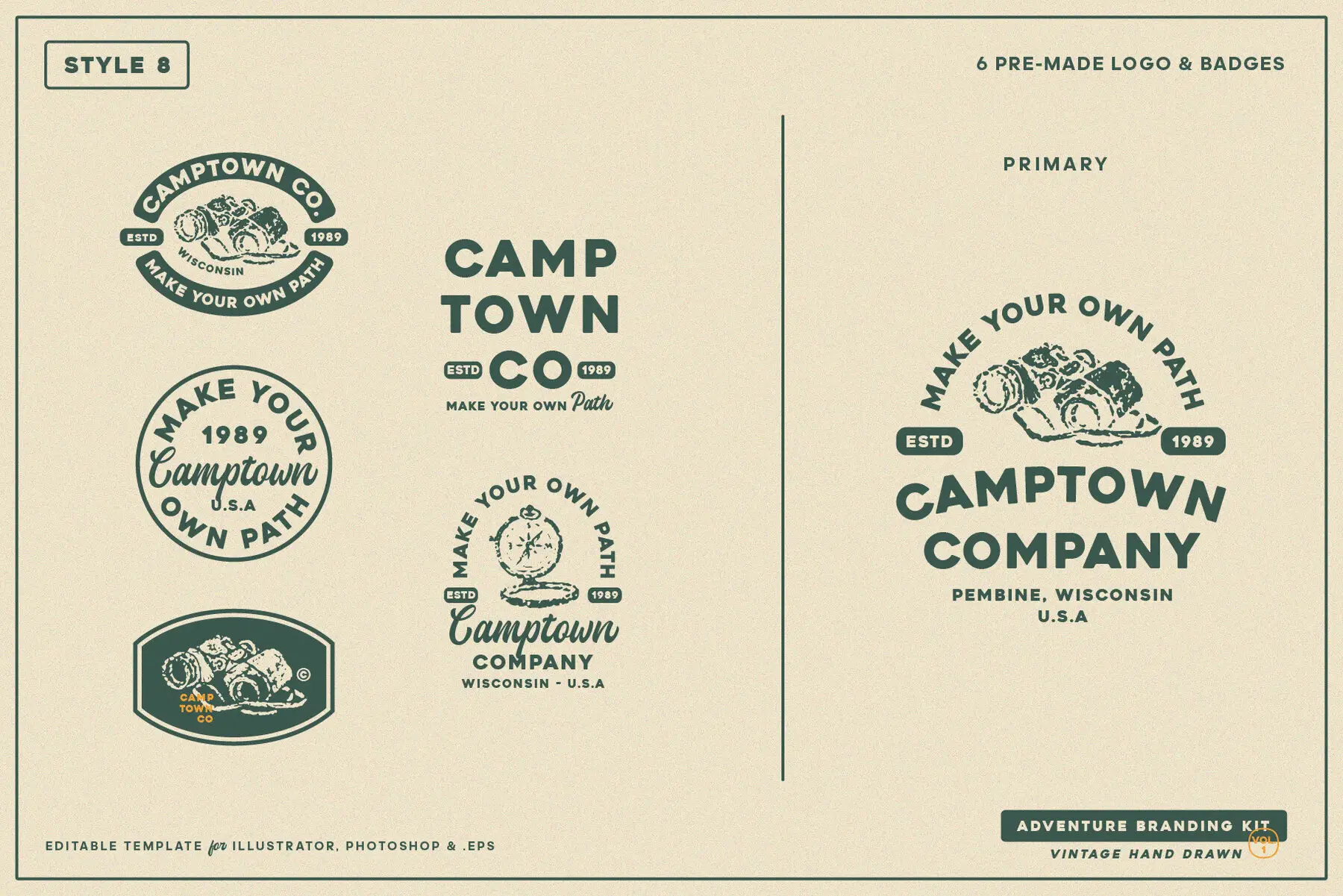 Adventure Branding Kit Logos - YouWorkForThem