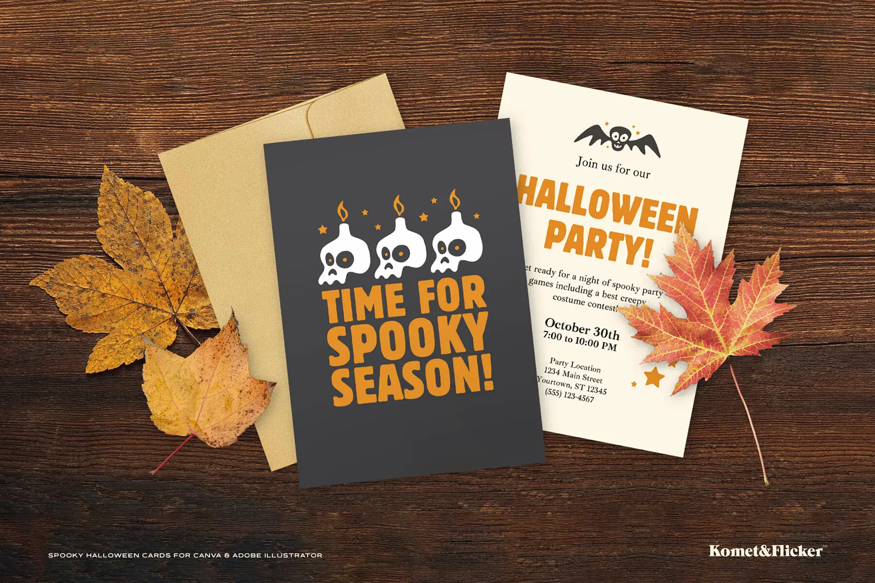 Spooky Halloween Cards for Canva and Illustrator Graphics - YouWorkForThem