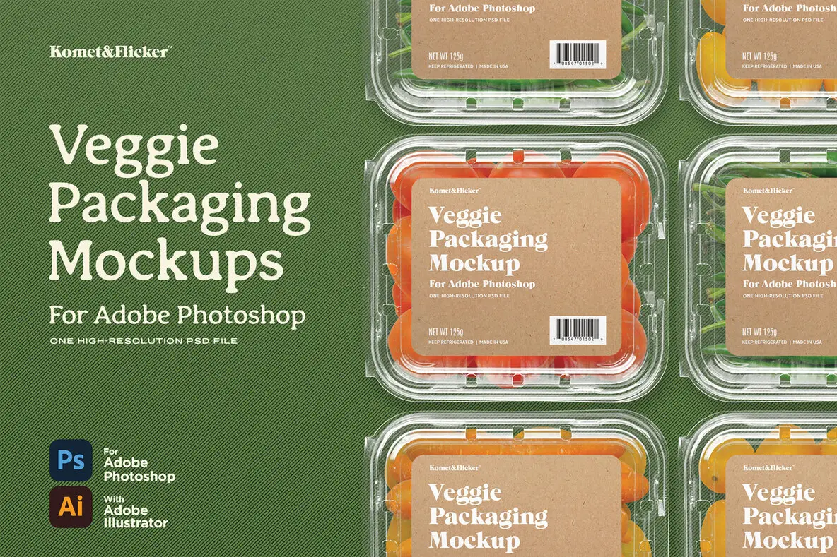 Veggie Packaging Mockup for Photoshop Graphics - YouWorkForThem