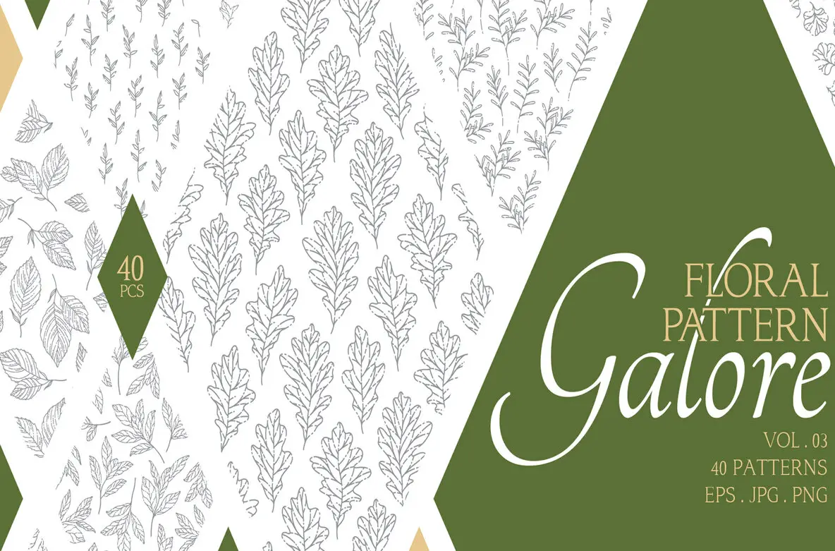 Floral Pattern Galore Vol 03 Leaf patterns Graphics - YouWorkForThem