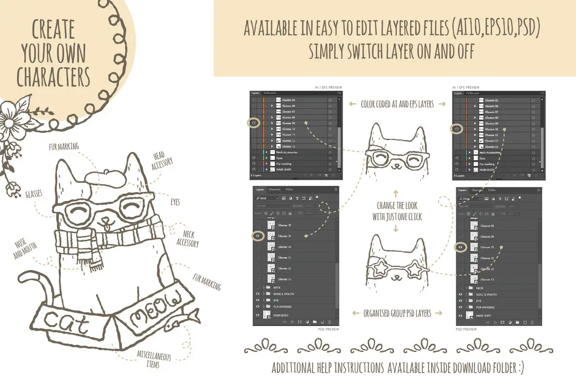 Cat Society - Cute Animal Pet Character Creator Graphics - YouWorkForThem