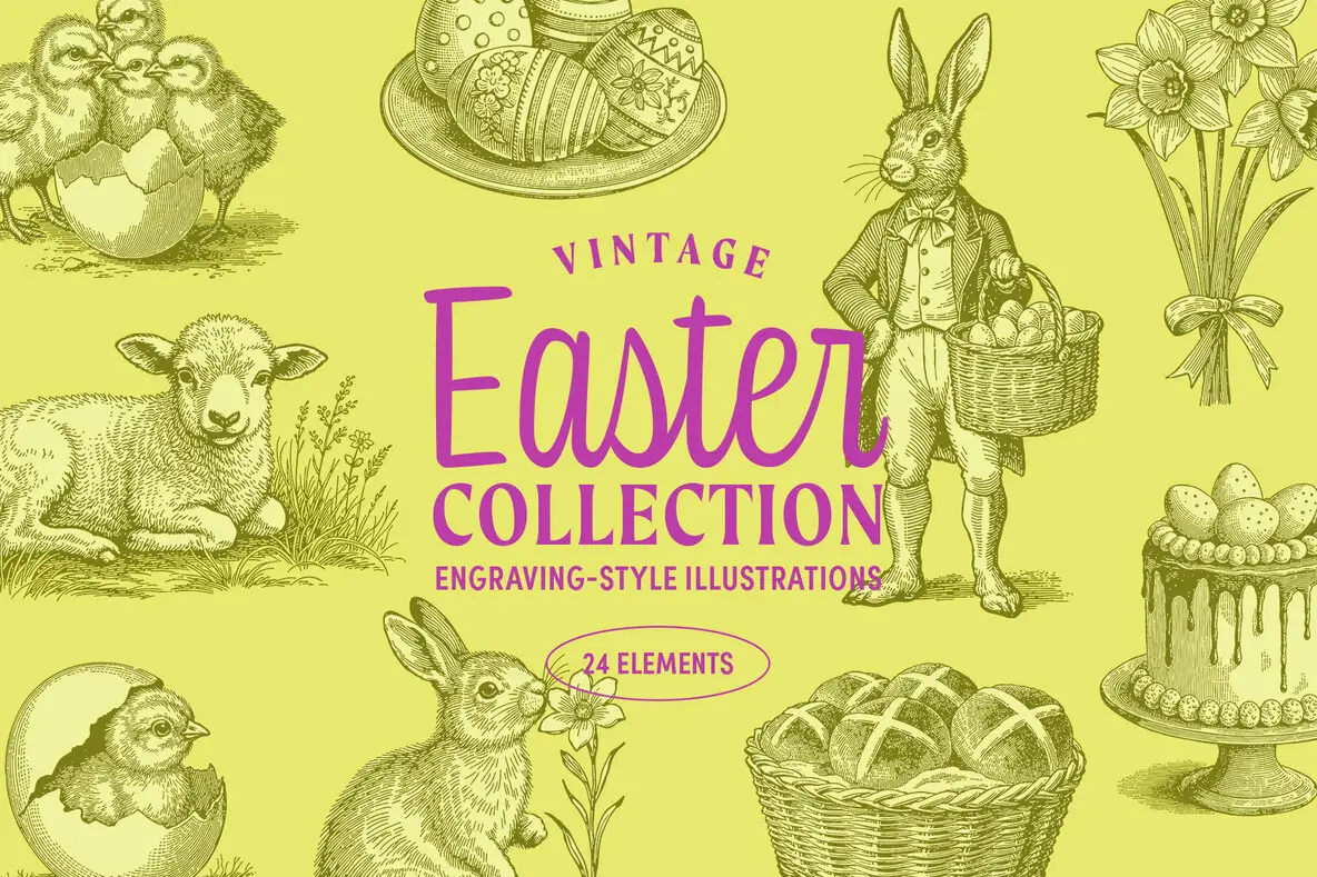 Vintage Easter Illustrations Graphics - YouWorkForThem