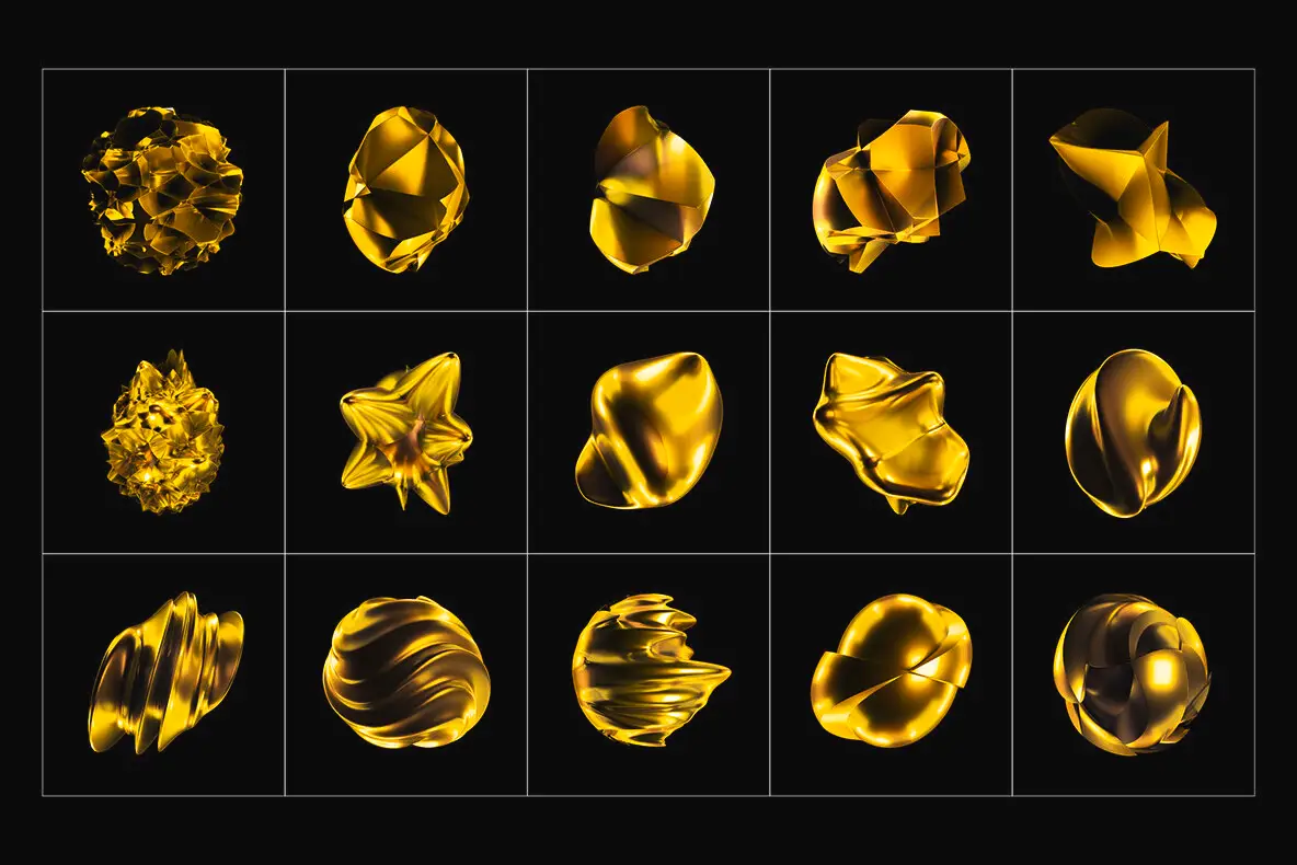 Abstract Gold 3D Shapes 3D - YouWorkForThem