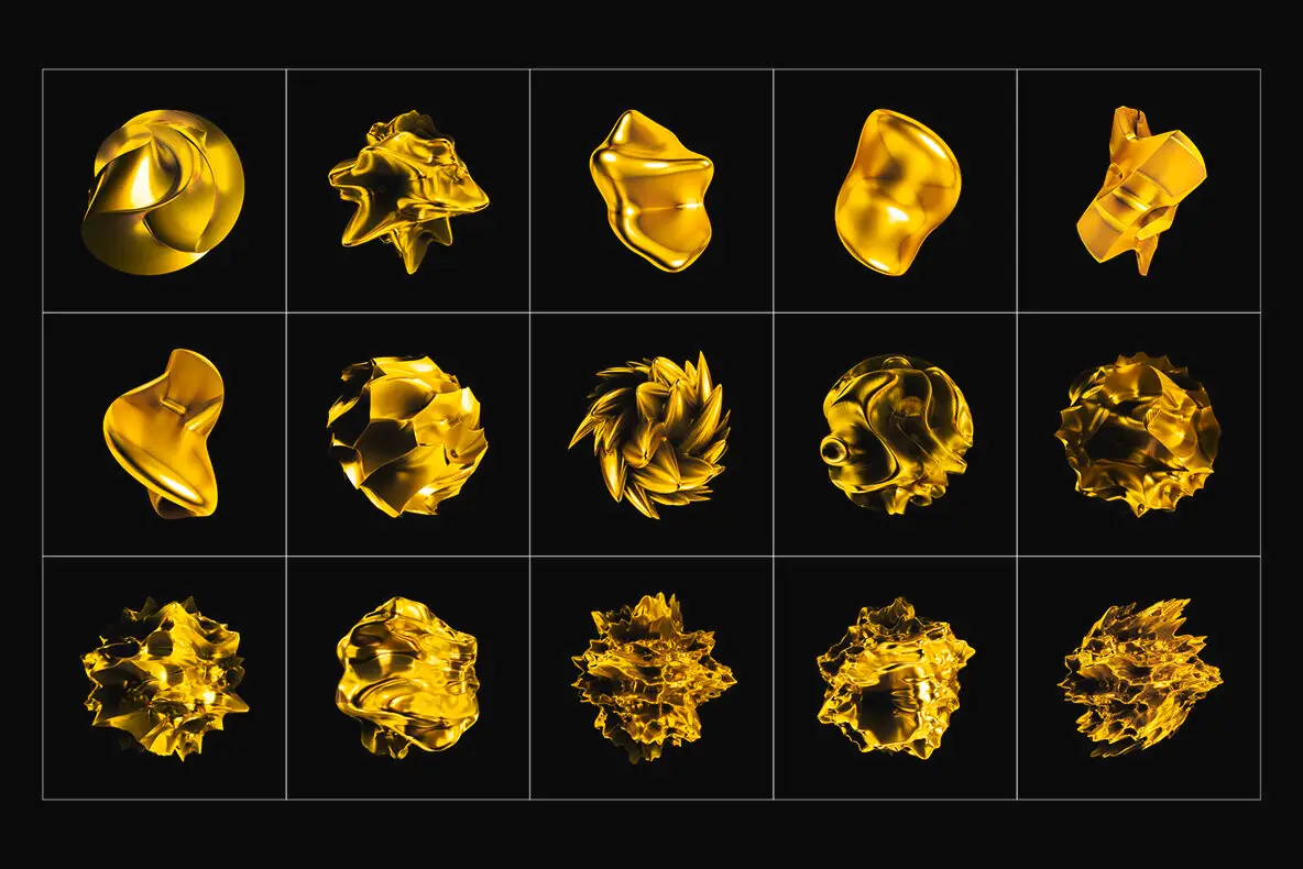 Abstract Gold 3D Shapes 3D - YouWorkForThem
