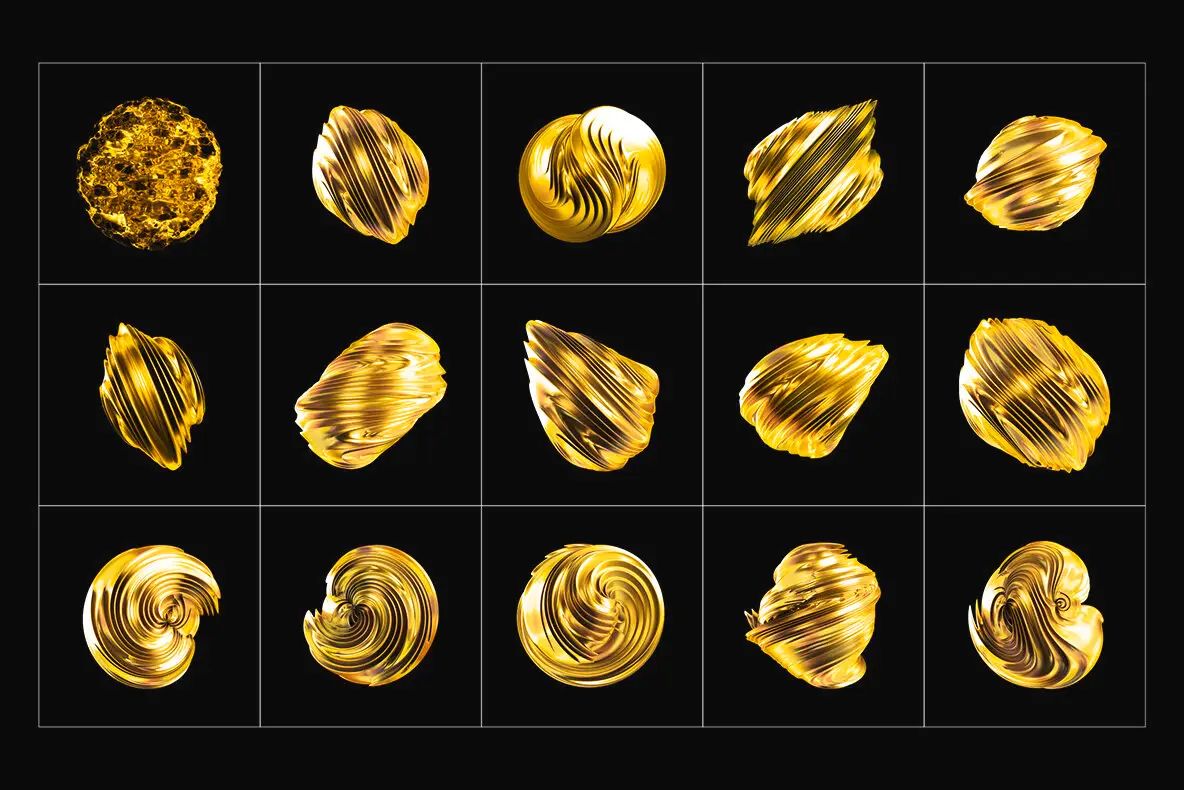 Abstract Gold 3D Shapes 3D - YouWorkForThem
