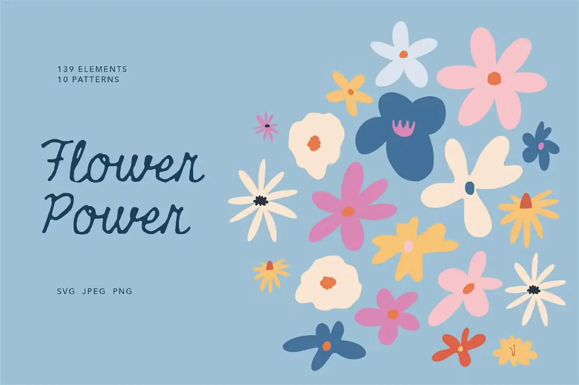 Flower Power Hand Drawn Clipart Graphics - YouWorkForThem