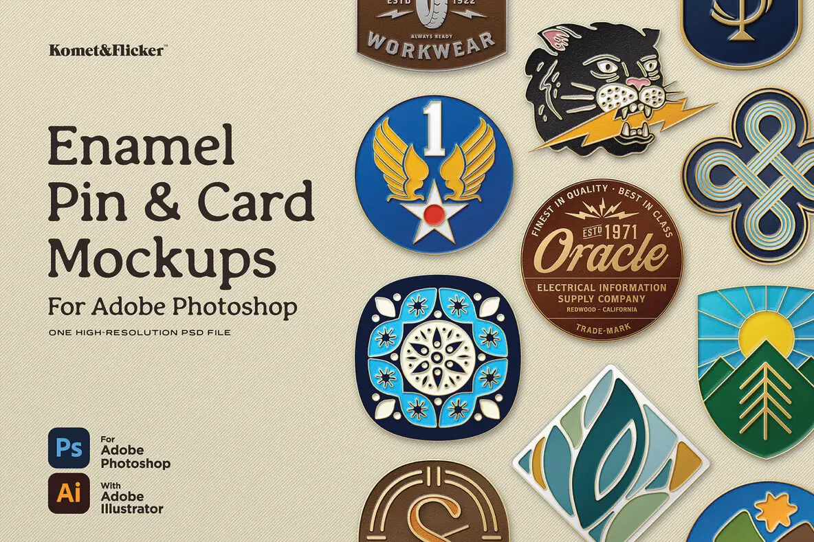 Enamel Pin Mockup for Adobe Photoshop Graphics - YouWorkForThem