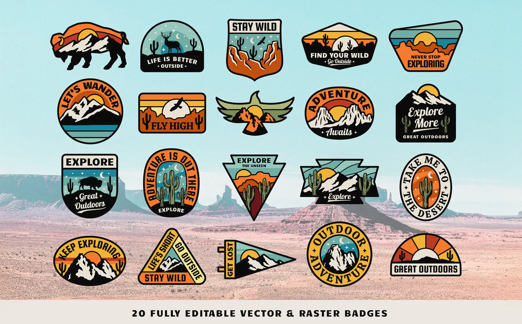 Outdoor Adventure Badges Logos - YouWorkForThem