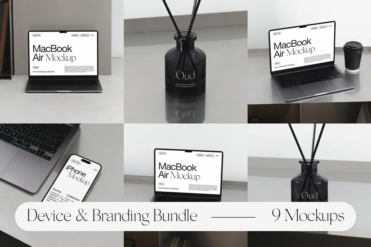 MacBook iPhone and Diffuser Mockups Graphics - YouWorkForThem