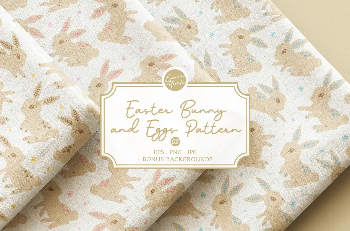 Easter Bunny and Eggs Pattern 2 Rabbit Graphics - YouWorkForThem