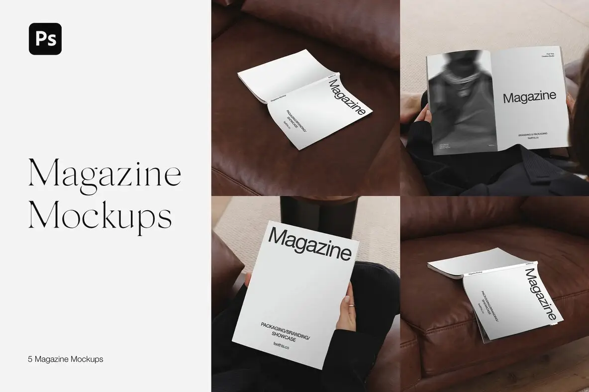 Realistic Magazine in Woman Hands Mockups Graphics - YouWorkForThem
