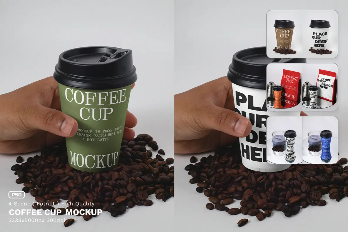 4 Scene Realistic High Quality Coffee Cup Mockup - VOL 1 Graphics ...
