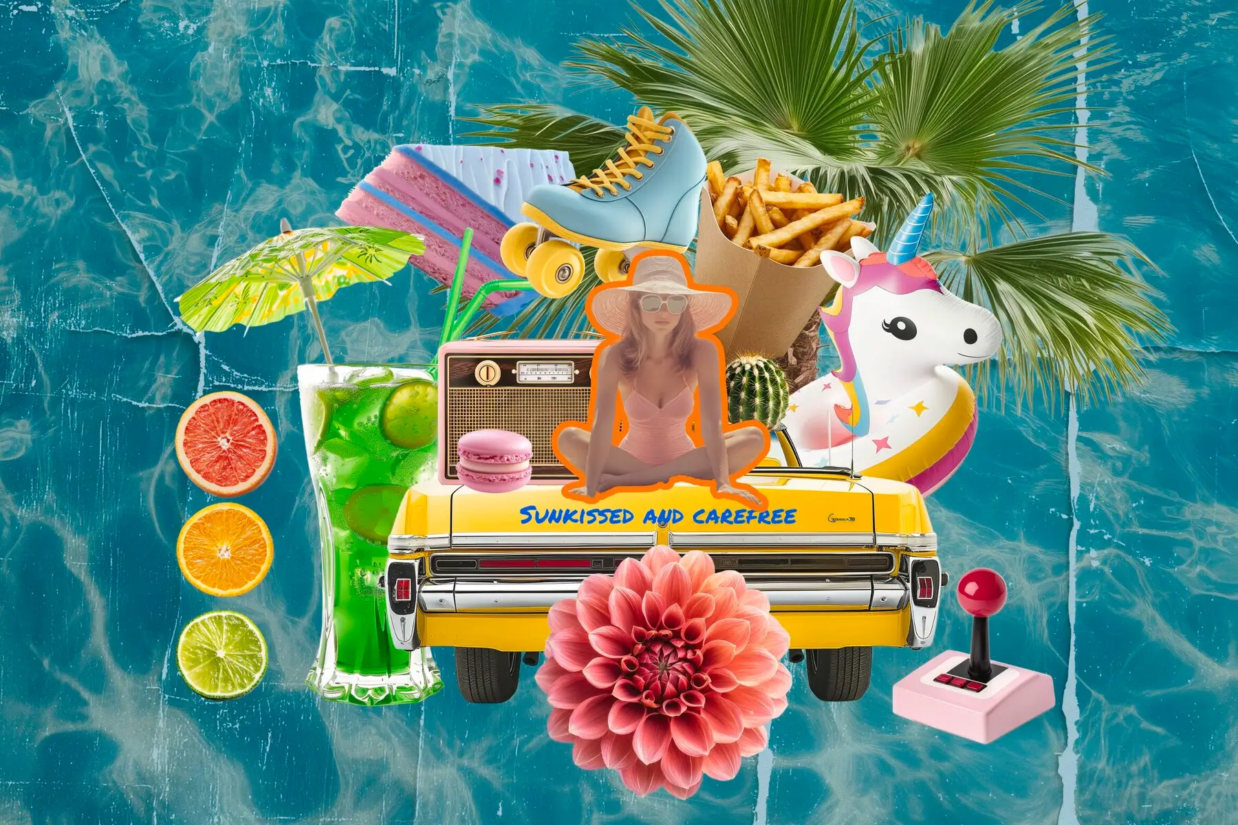 Retro Nostalgic Summer Collage Pack Graphics - YouWorkForThem