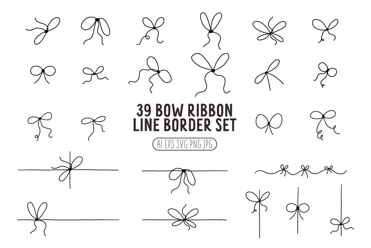 Ribbon Bow Line Set Graphics - YouWorkForThem