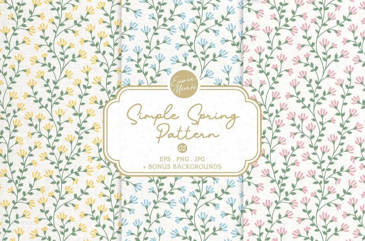 Simple Spring Pattern 02 Vines Graphics - YouWorkForThem