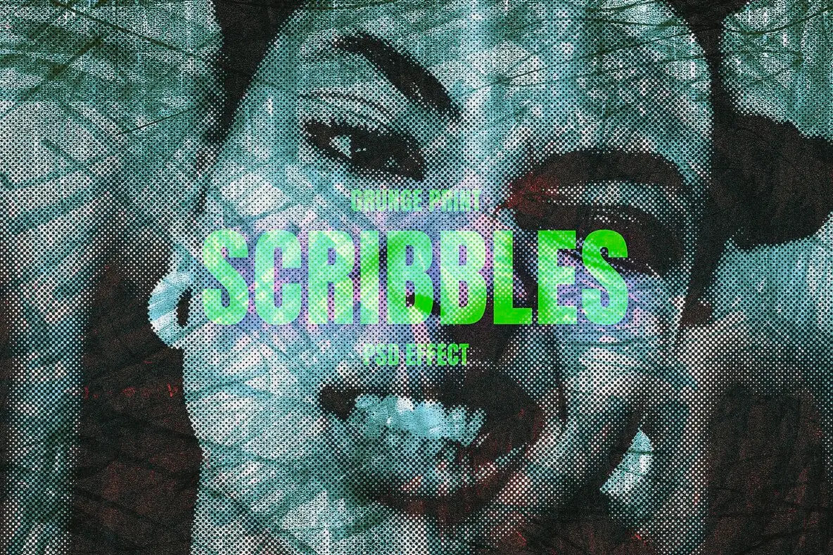 Messy Scribbles Image Effect Mockup - YouWorkForThem