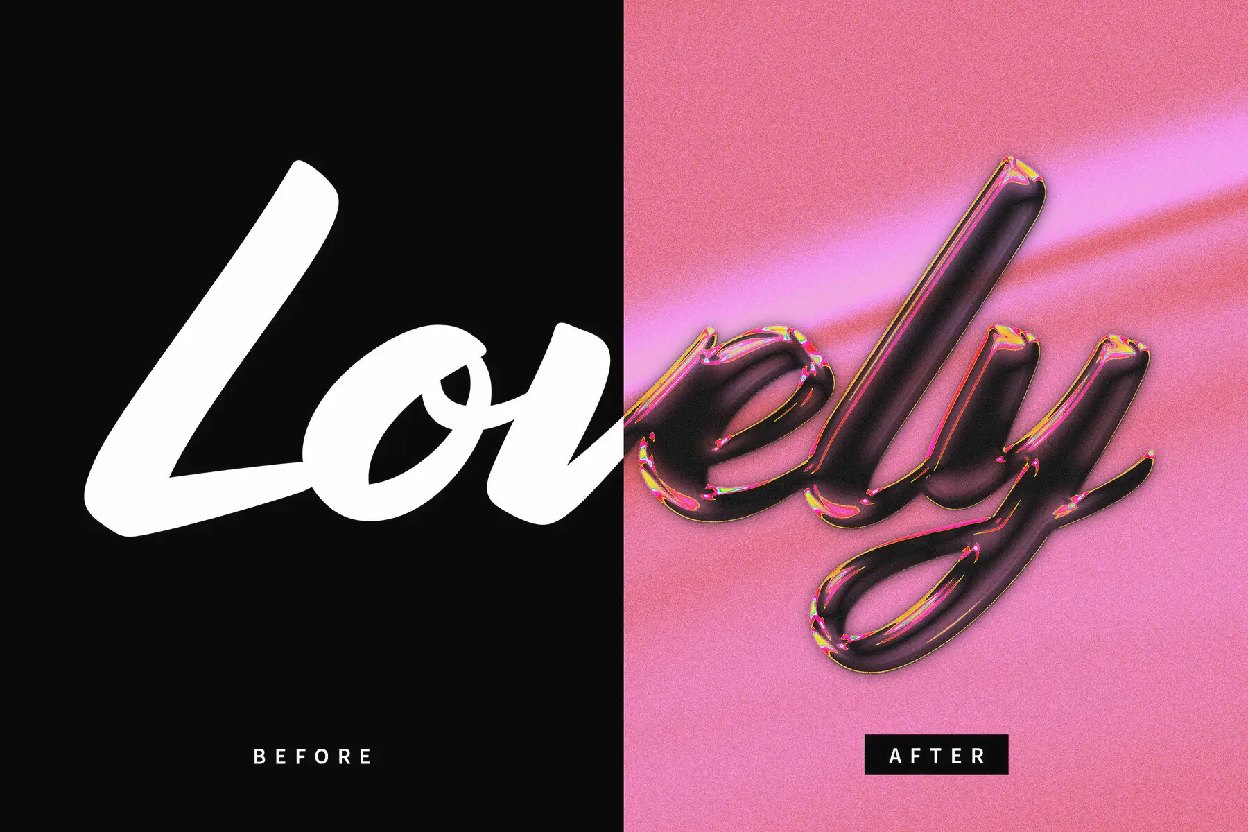 Shiny Chrome Text Effect Mockup - YouWorkForThem