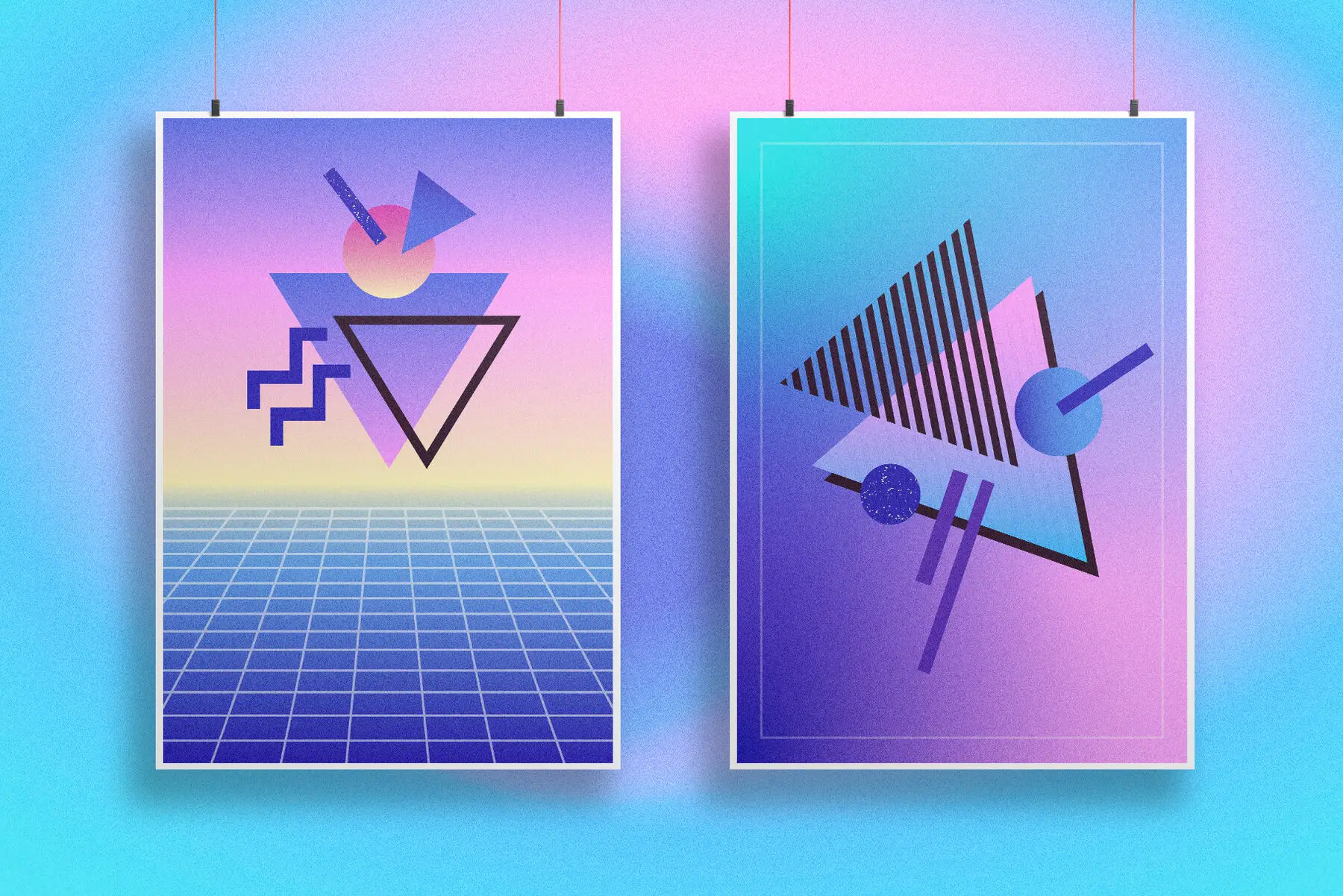 80s Retro Geometry Shapes and Gradients Gradients - YouWorkForThem