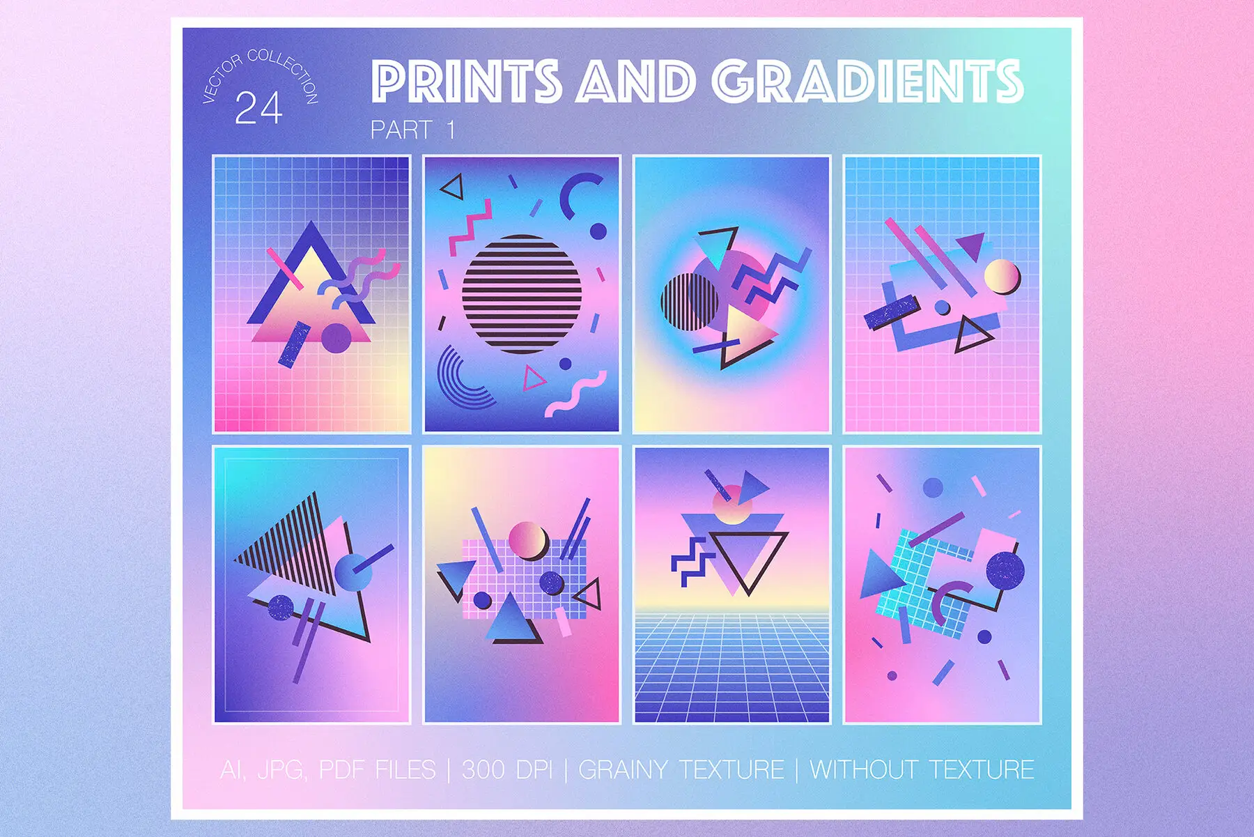 80s Retro Geometry Shapes and Gradients Gradients - YouWorkForThem
