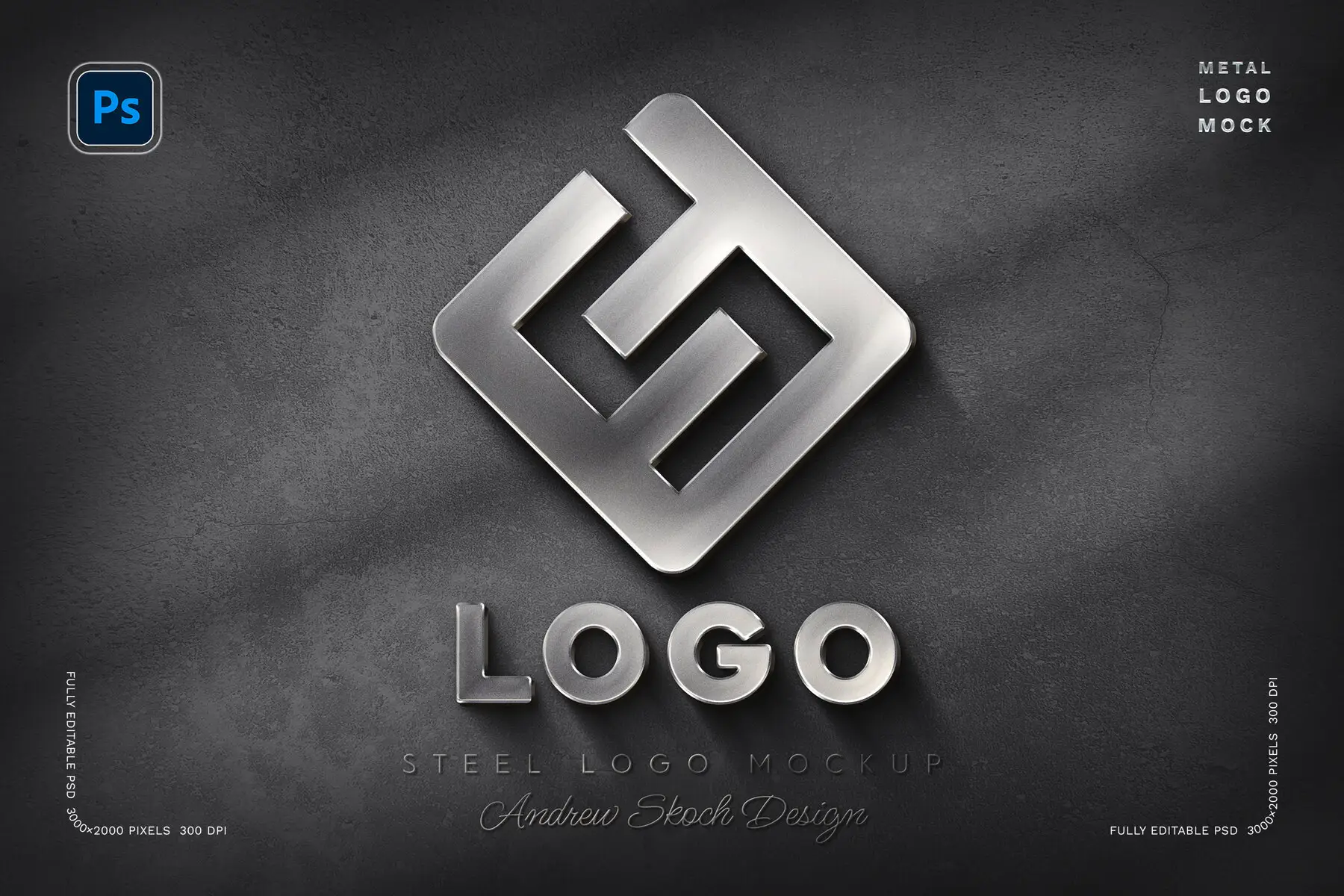 Steel Logo Photoshop Mockup Graphics - YouWorkForThem