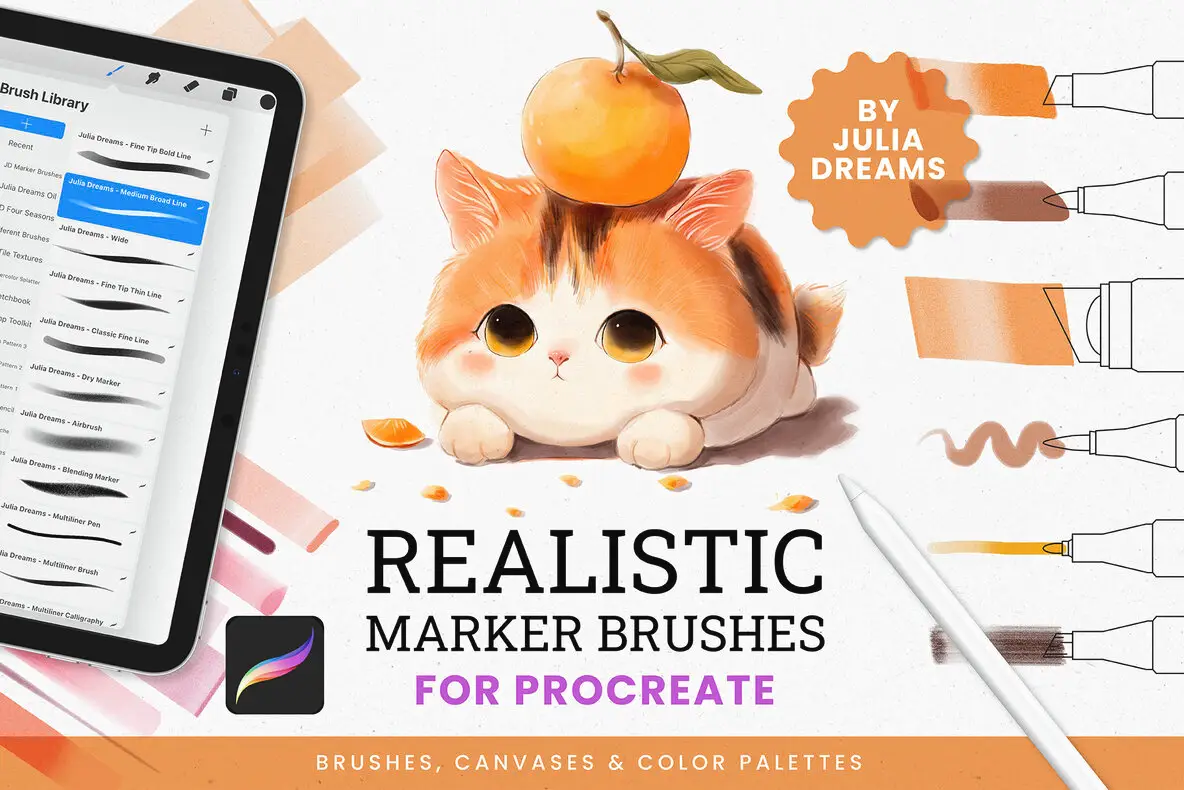 Realistic Marker Brushes Procreate - YouWorkForThem