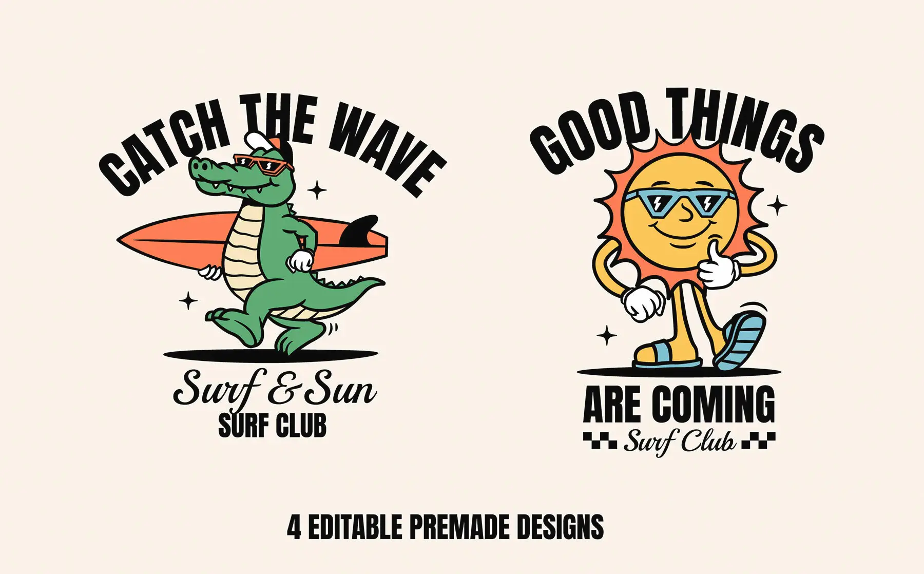Surf Cartoon Set Cartoon - YouWorkForThem