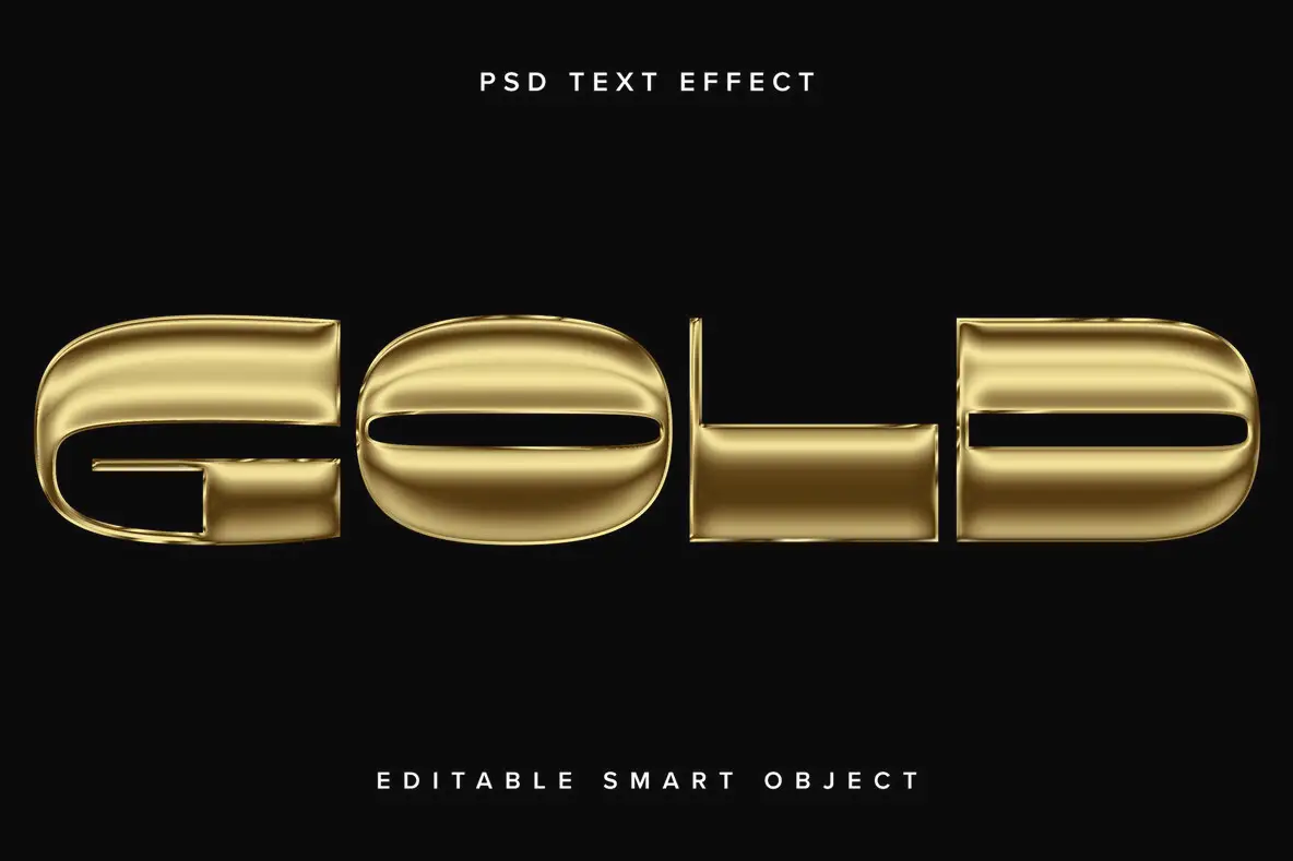 Gold Chrome Text Effect Mockup - YouWorkForThem