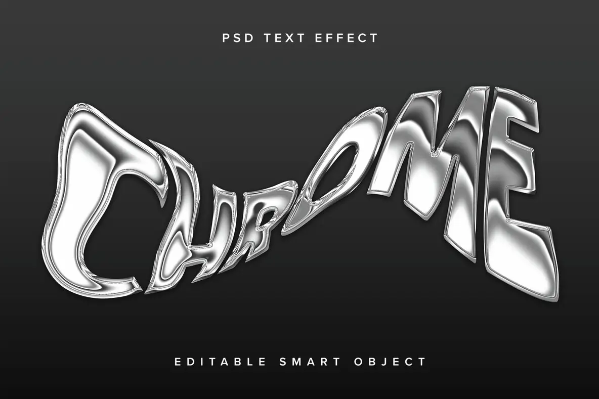 Warped Chrome Text Effect Mockup - YouWorkForThem
