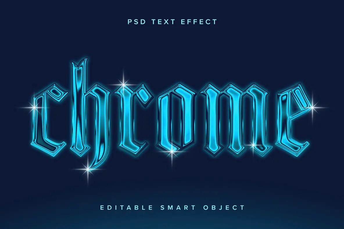 Blue Chrome Text Effect Mockup - YouWorkForThem