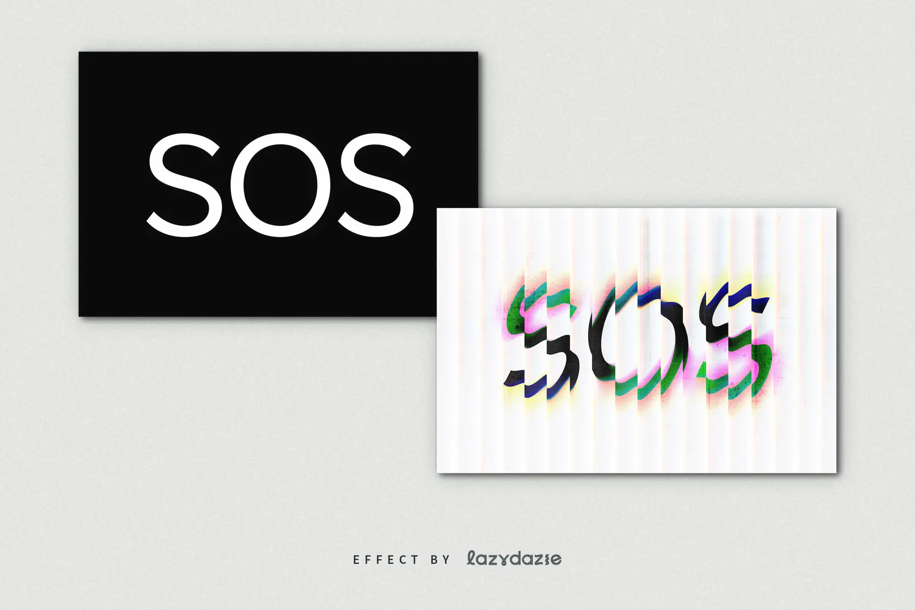 Colourful Distorted Text Effect Mockup - YouWorkForThem