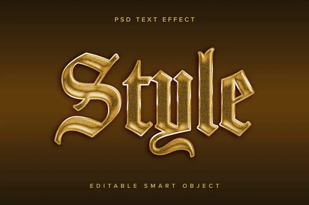 Textured Gold Chrome Text Effect Mockup - YouWorkForThem