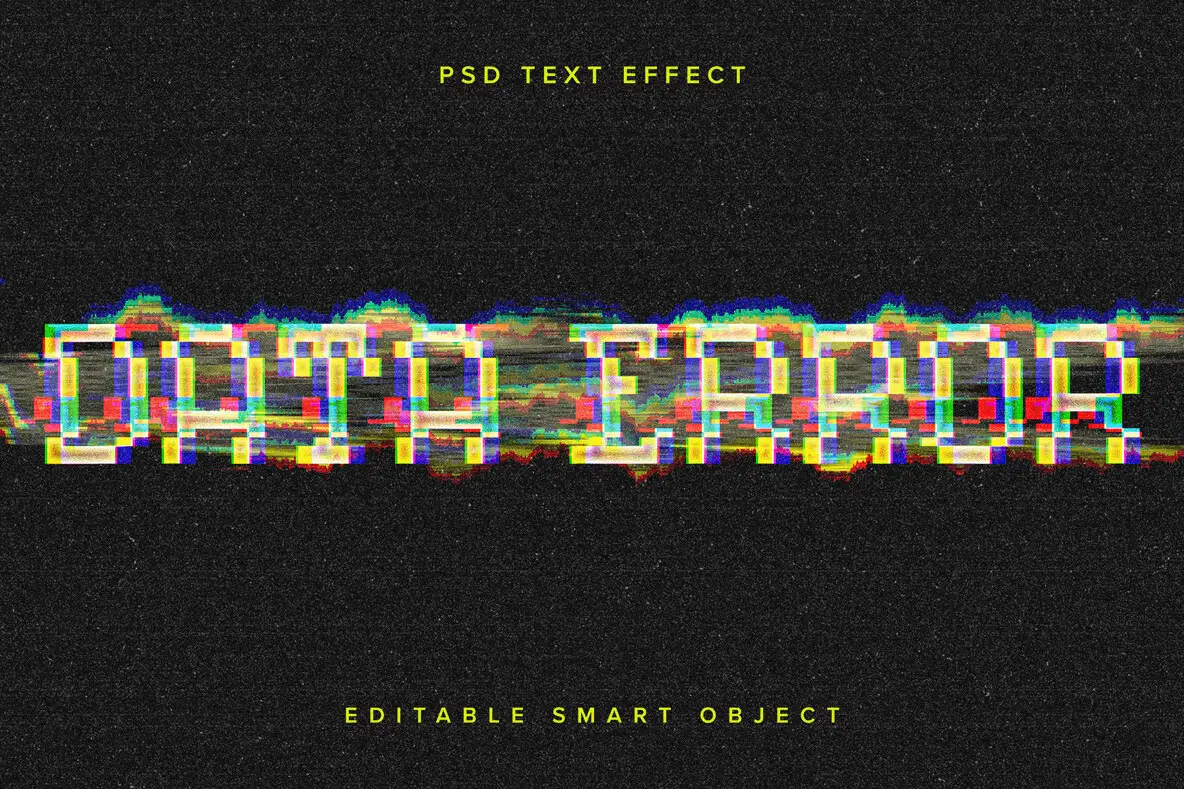 Distorted Glitch Text Effect Mockup - YouWorkForThem