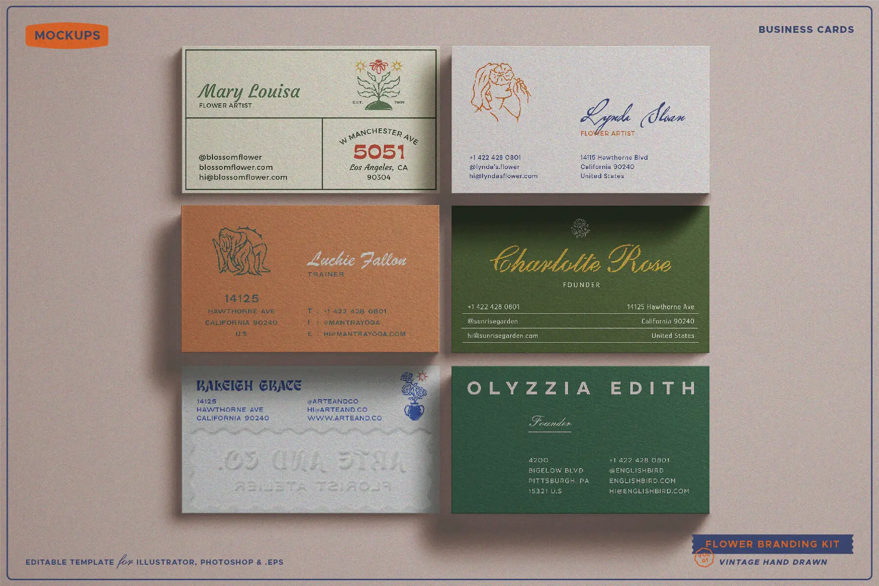 Flower Branding Kit Logos - YouWorkForThem