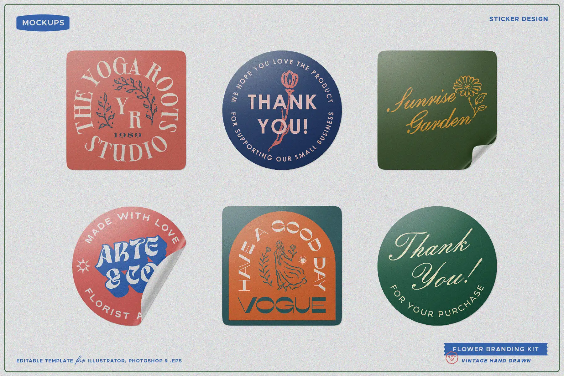 Flower Branding Kit Logos - YouWorkForThem