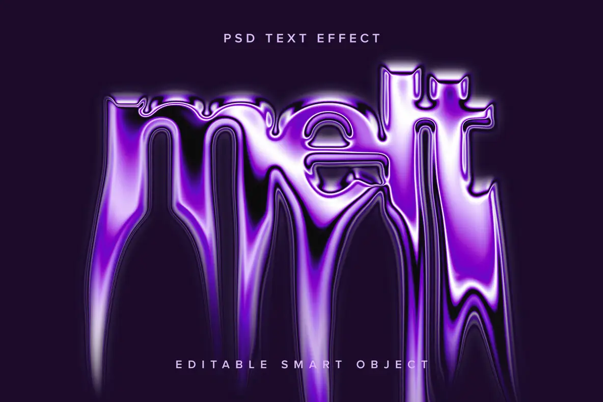 Melting Chrome Text Effect Mockup - YouWorkForThem