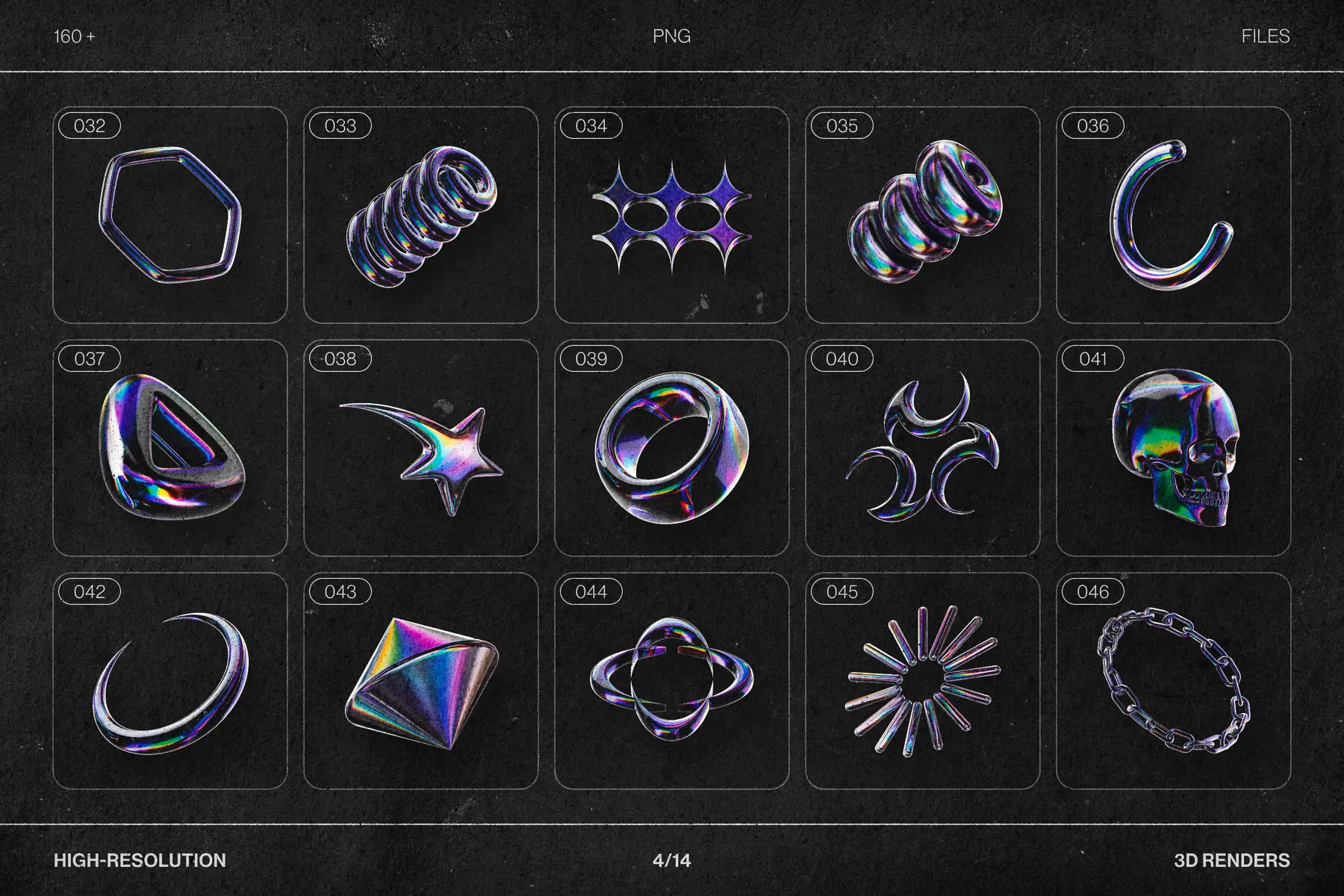 Chromatic Glass Shapes 162 Iridescent 3D Elements 3D - YouWorkForThem