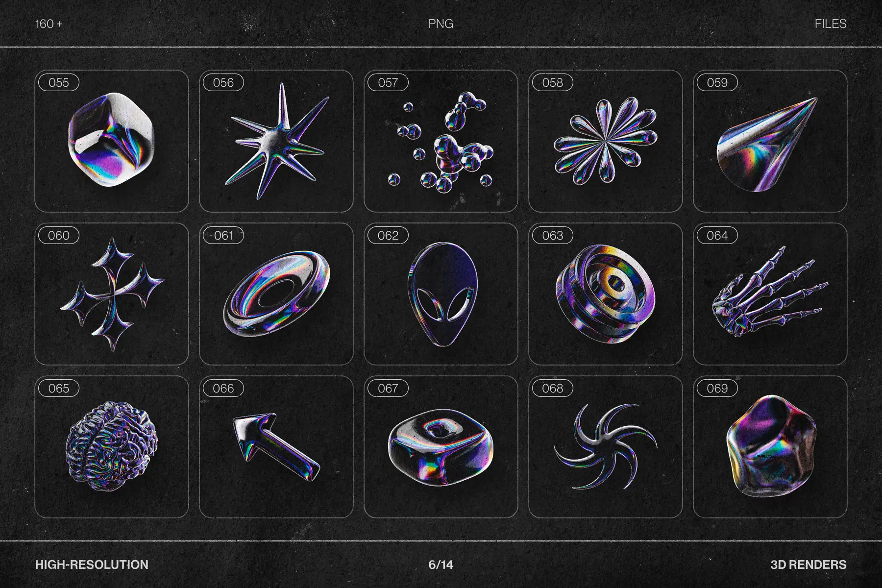 Chromatic Glass Shapes 162 Iridescent 3D Elements 3D - YouWorkForThem