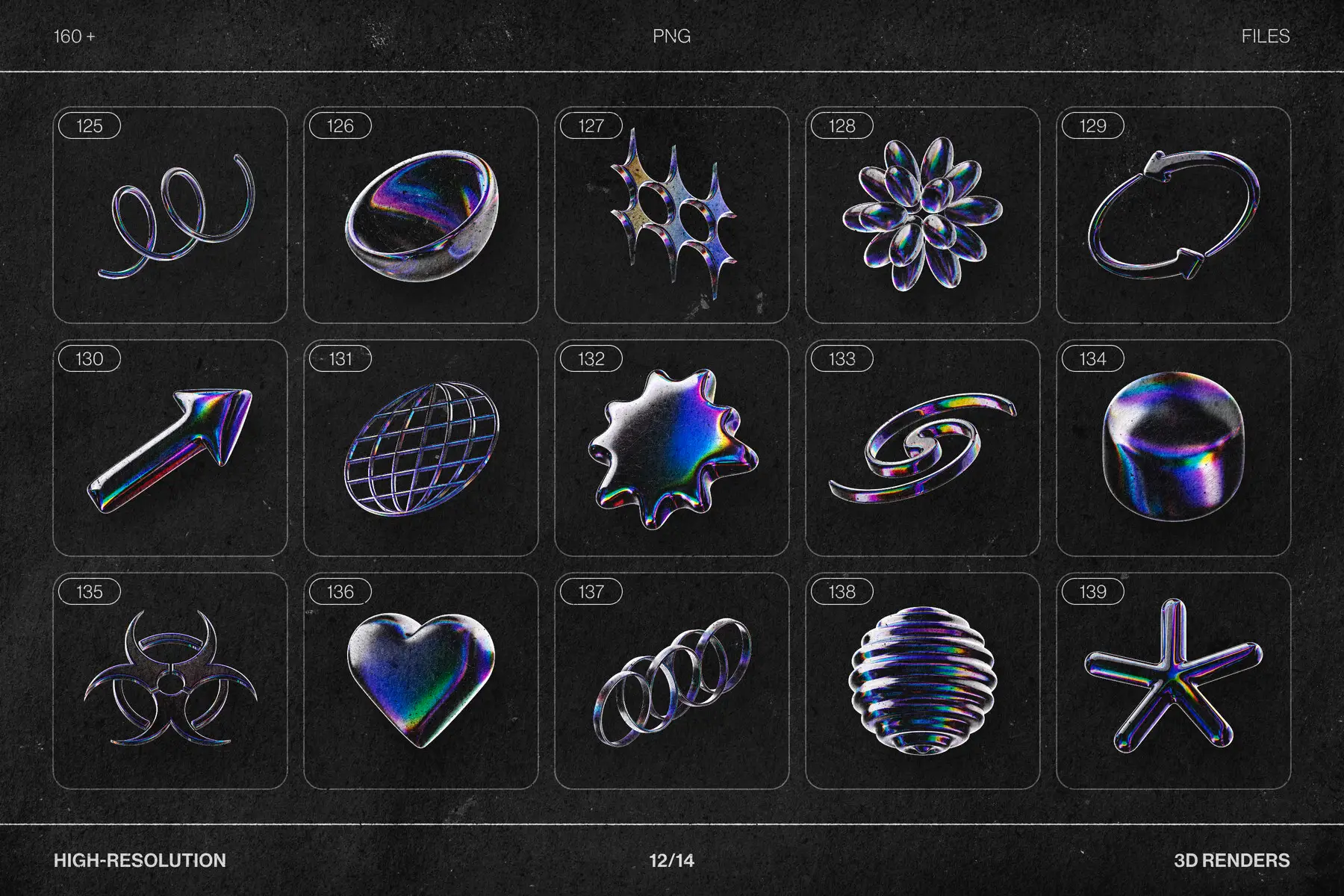 Chromatic Glass Shapes 162 Iridescent 3D Elements 3D - YouWorkForThem