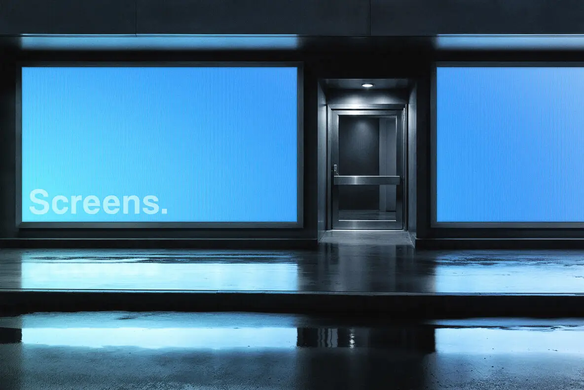 2 Glowing Storefront Screens Mockup Mockups - YouWorkForThem