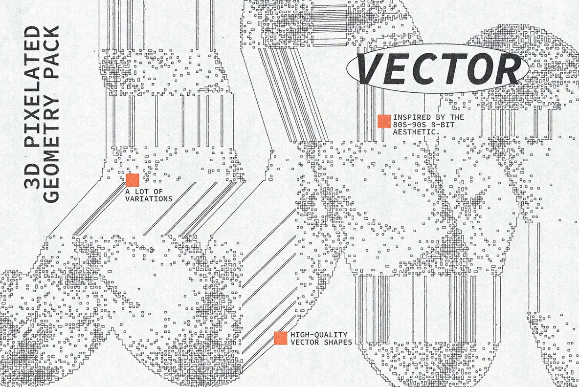 3D Pixelated Geometry Pack Graphics - YouWorkForThem