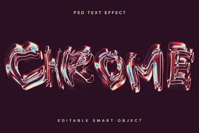 Chrome Core Text Effect Pack - 3 Color Variations Psd Template - YouWorkForThem