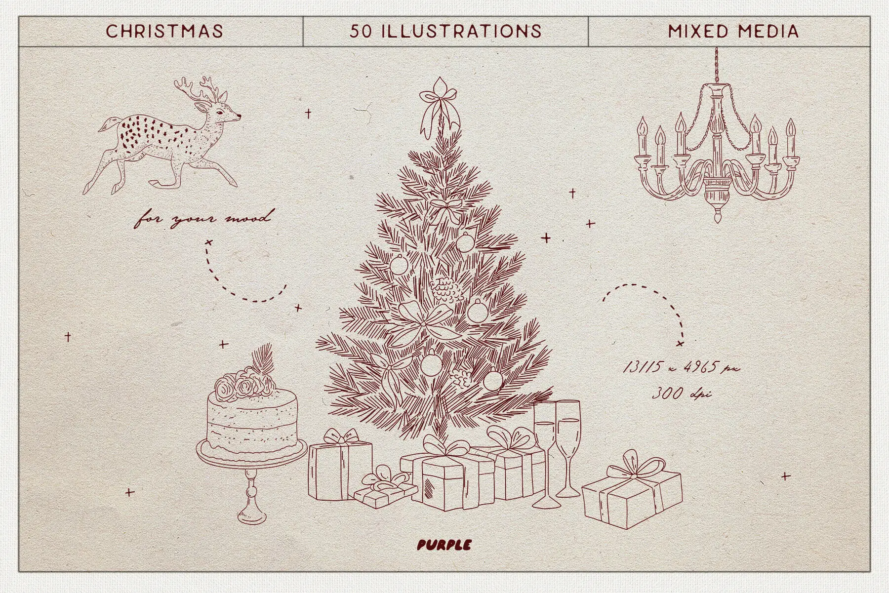 Christmas Mixed Media Pack Objects - YouWorkForThem