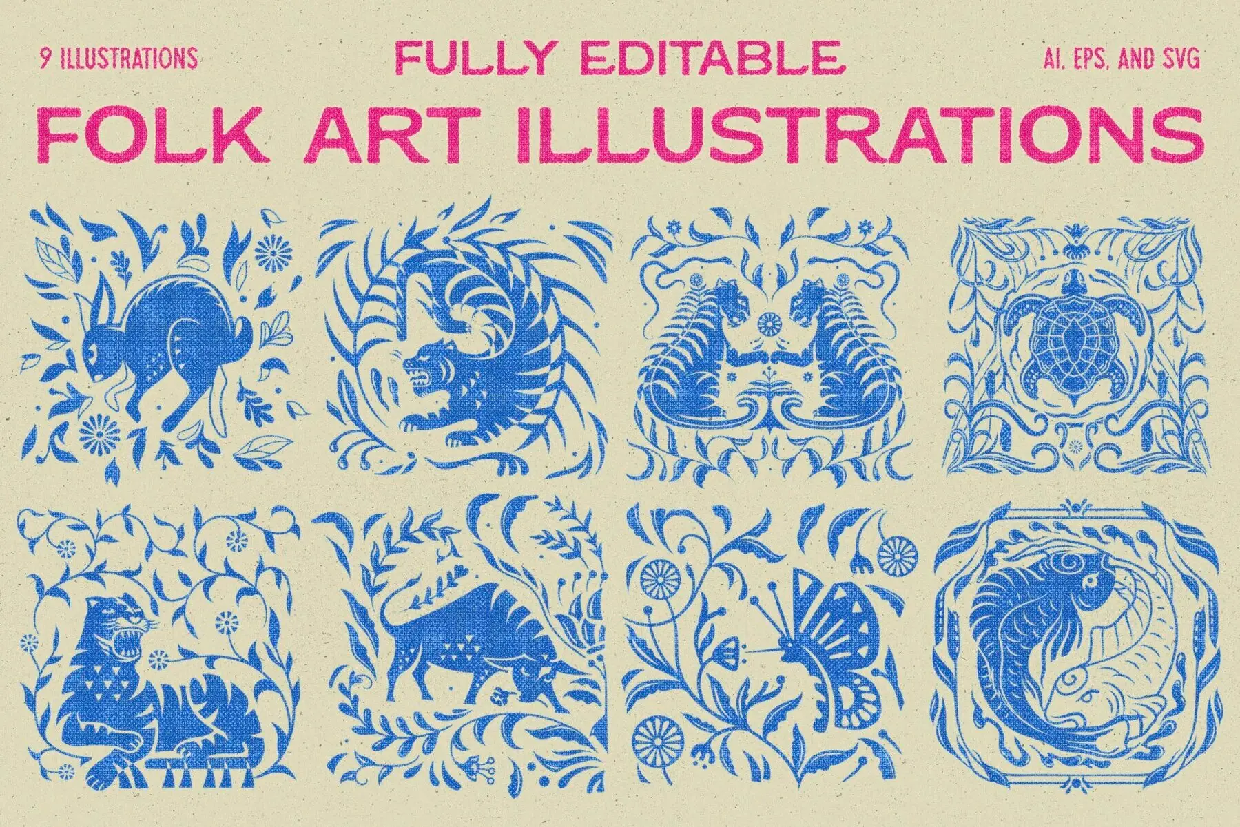 Animal Folk Art Illustration Animals - YouWorkForThem