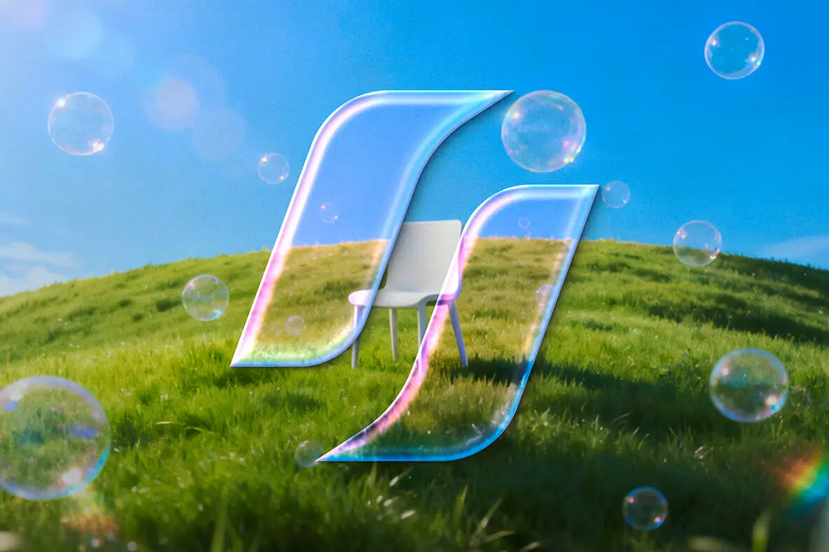 Frutiger Aero Text Effect Dreamy Glass Typography Psd Template