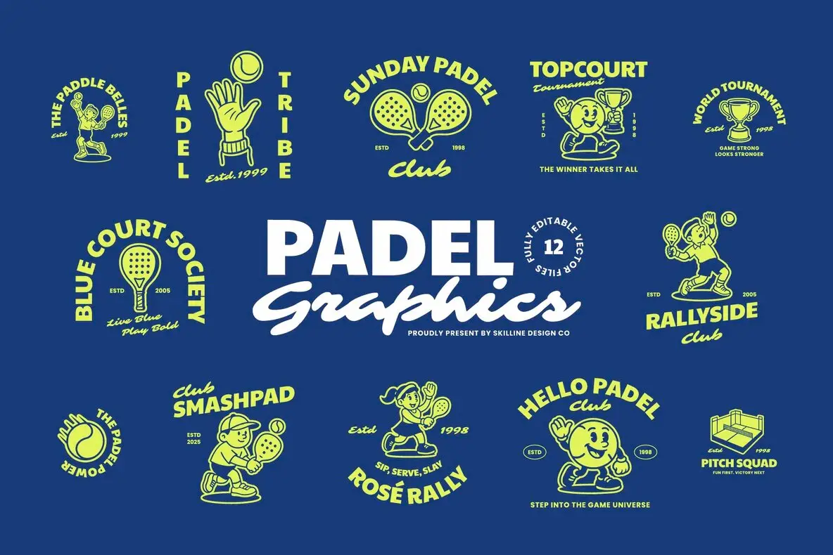 Padel Graphics Collection Sports - YouWorkForThem