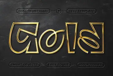 Golden 3D Text Effect - Luxury Metallic PSD Template - YouWorkForThem