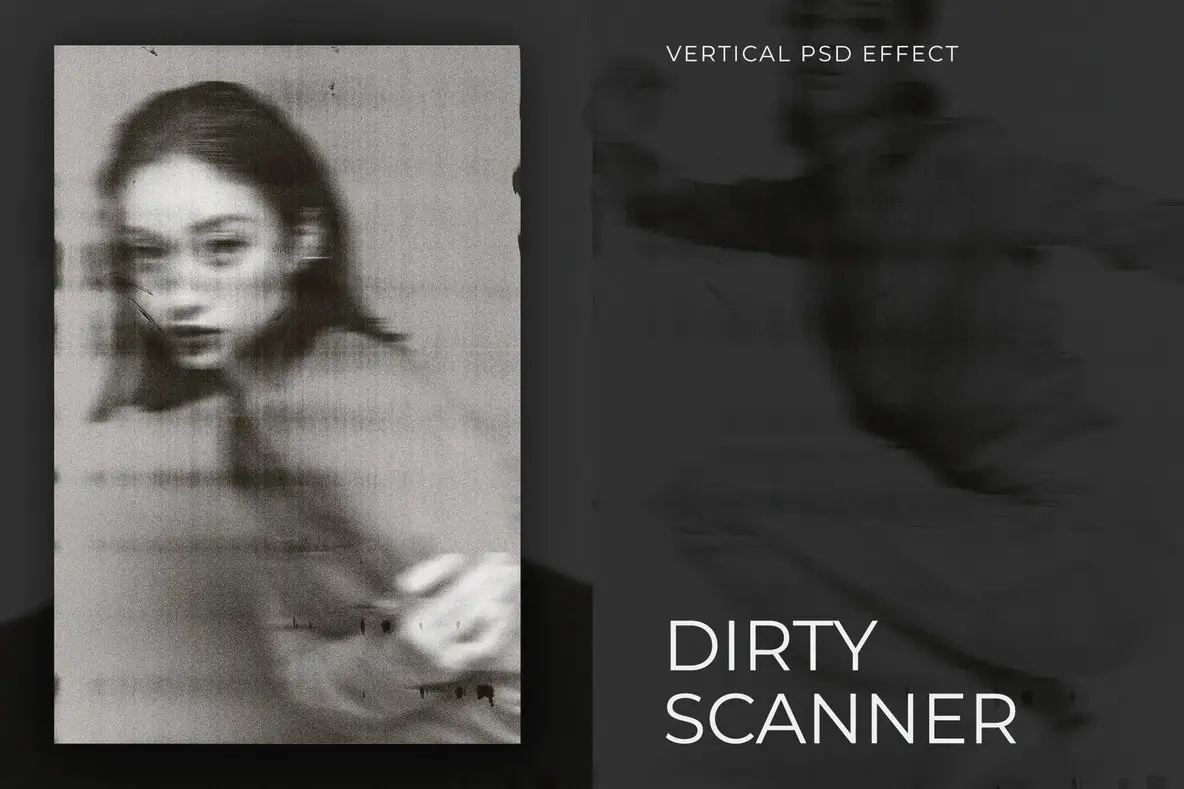 Dirty Scanner Vertical Image Effect Mockup - YouWorkForThem