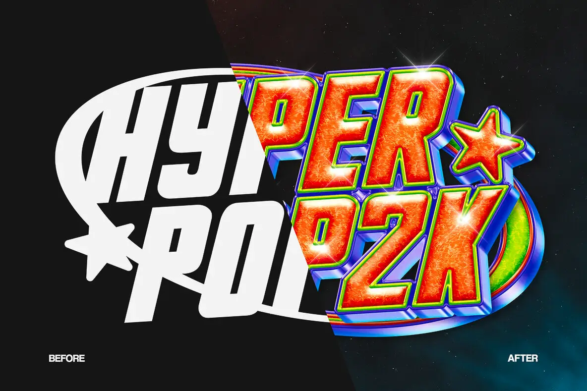 Vibrant Y2K Chrome Text Effect - YouWorkForThem